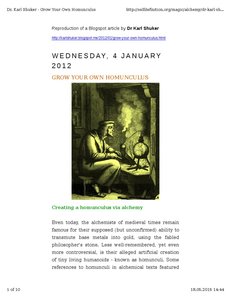 Wednesday, 4 January 2 0 1 2: Grow Your Own Homunculus | PDF | Obsolete ...