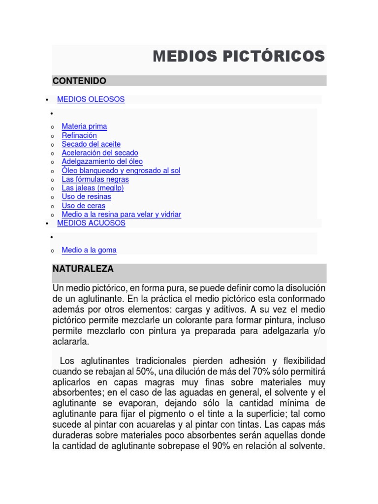 Definición y Medios Pictóricos | PDF | Pintura al óleo | Artes visuales