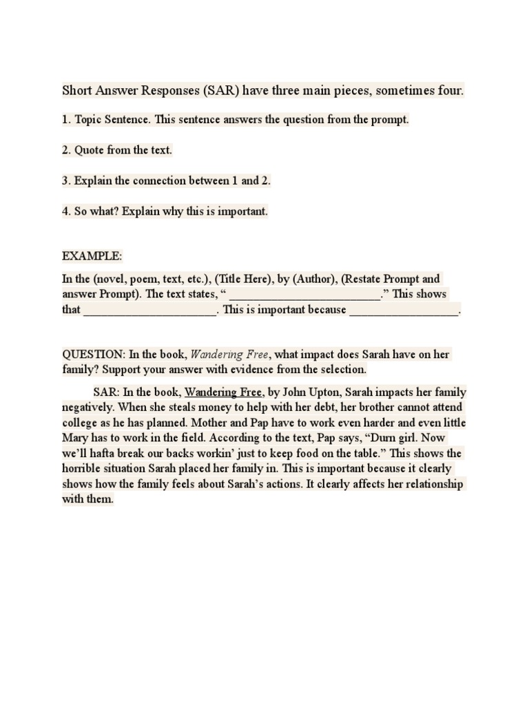 Crafting Effective Short Answer Responses | PDF