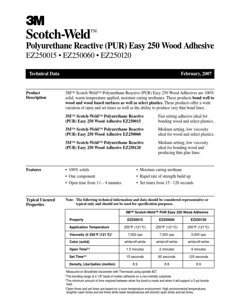 3M Scotch-Weld Polyurethane Reactive PUR Easy 250 Wood Adhesive ...