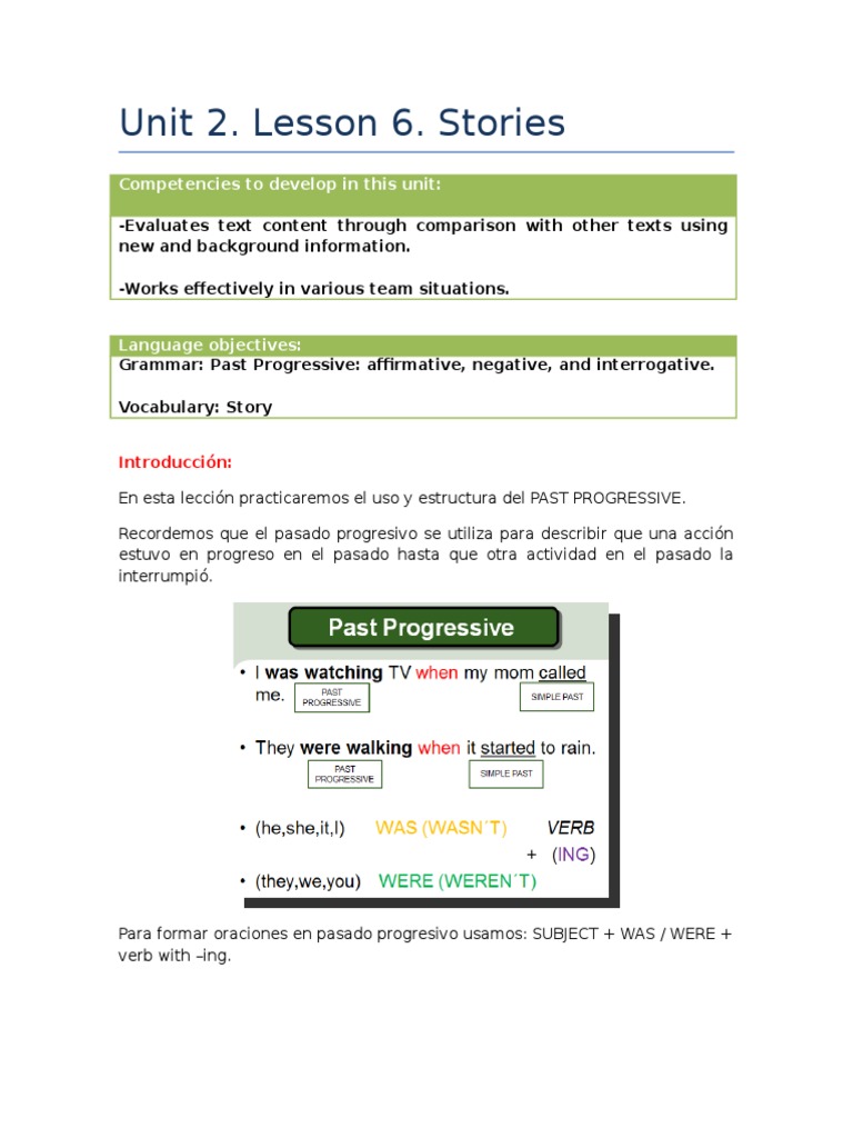 Unit 2 Lesson 6 Stories Pdf