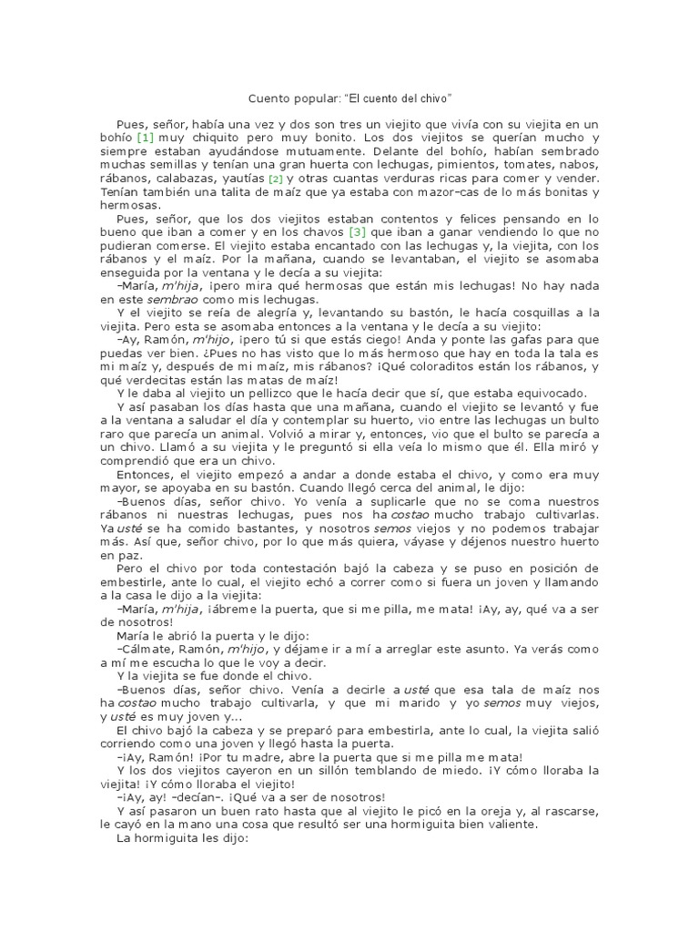 El cuento del chivo y la hormiguita | PDF | Alimentos | Comida y bebida