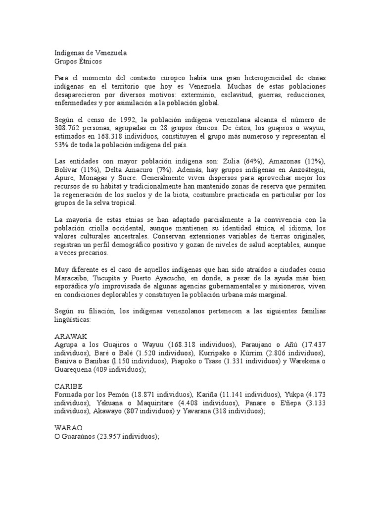 Indígenas De Venezuela Pdf Gente Indígena Venezuela