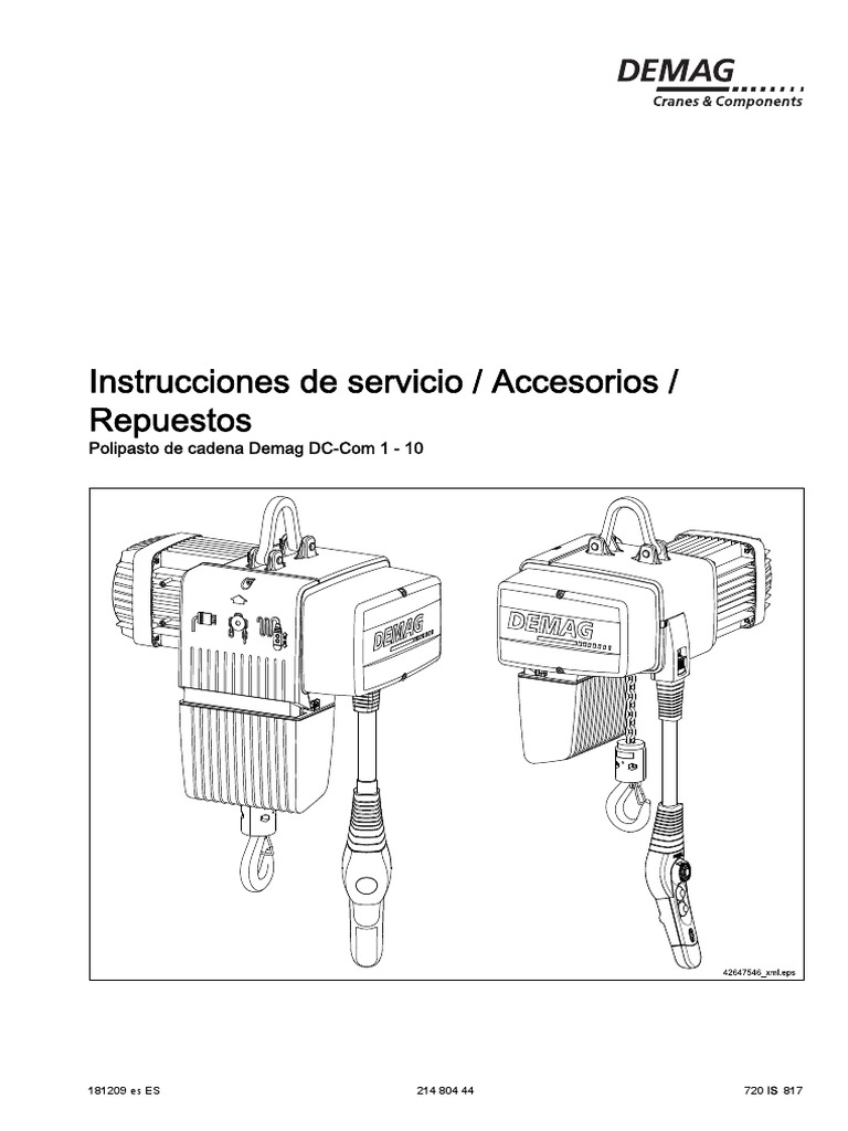 Instrucciones de servicio / Accesorios / Repuestos: Polipasto de cadena Demag DC-Com 1 - 10 ...