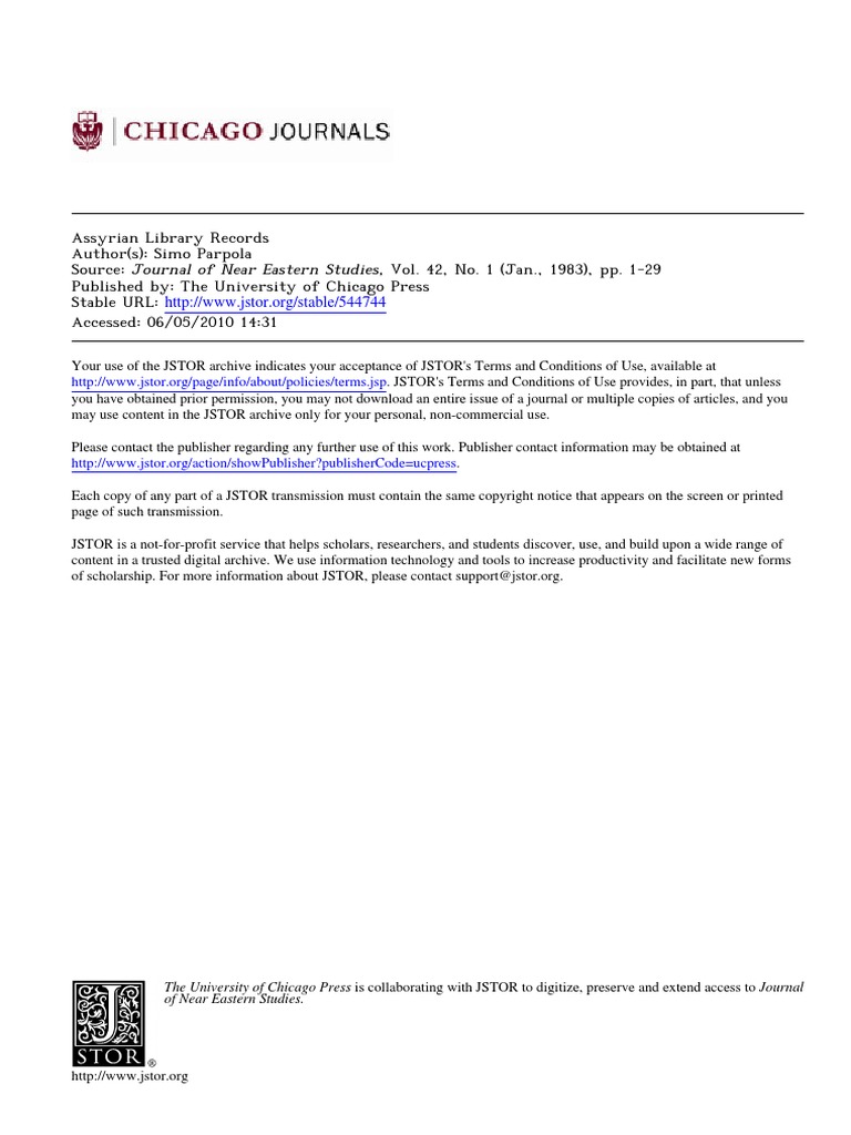 Parpola Simo Libros Asirios | PDF | Babylonia | Libraries