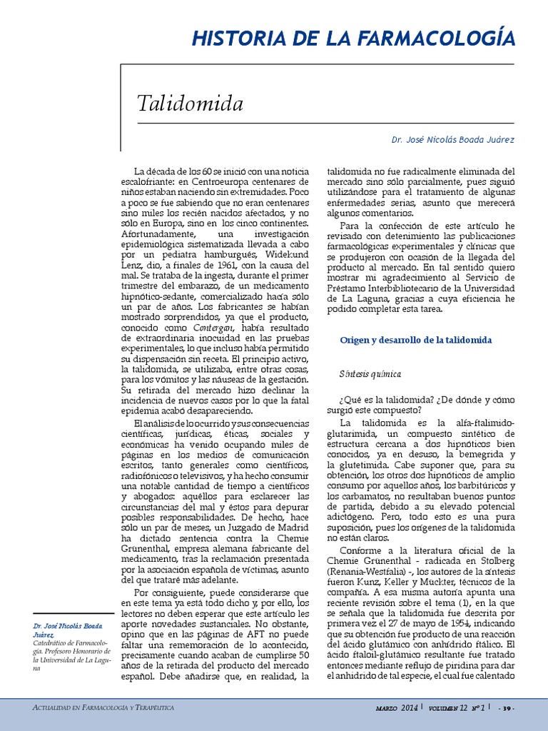 Talidomida | PDF | Medicamentos con receta | Droga Farmacéutica