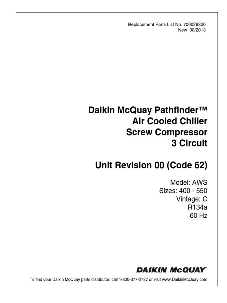 Daikin Mcquay Pathfinder™ Air Cooled Chiller Screw Compressor 3 Circuit ...