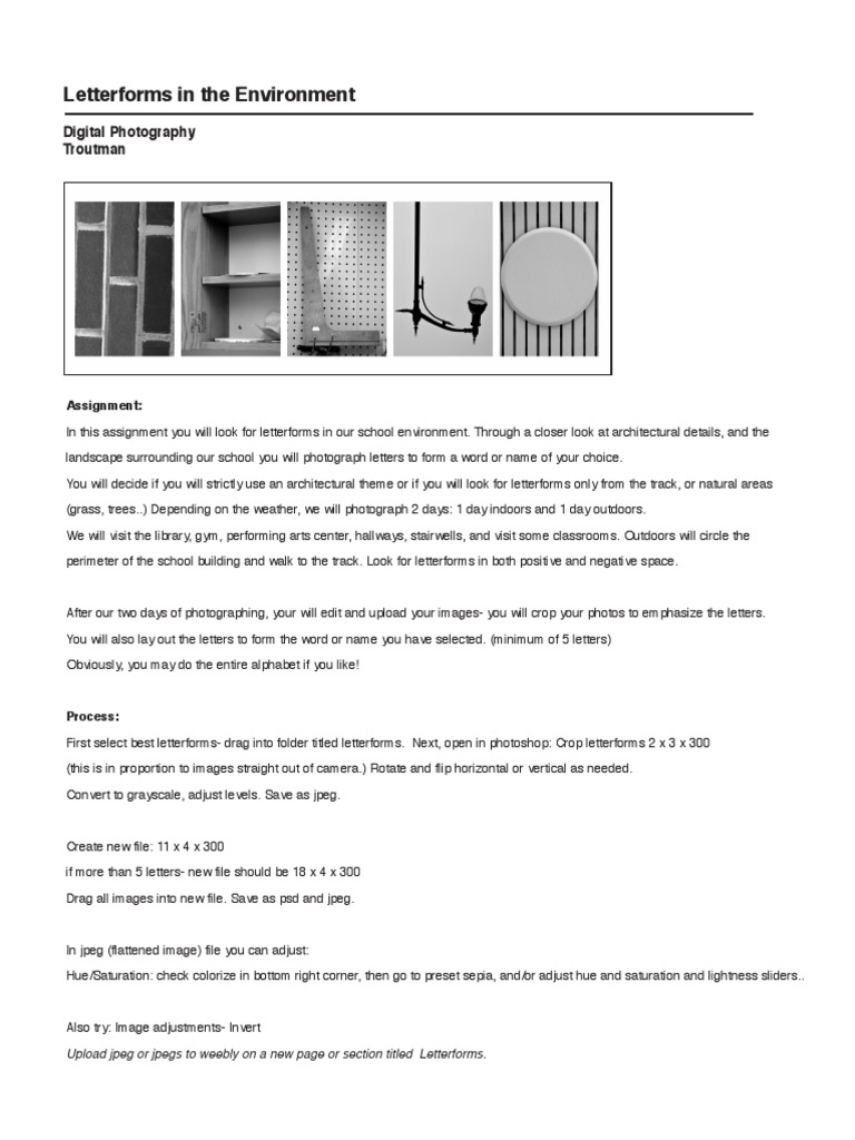 Letterform Photography Assignment Guide | PDF