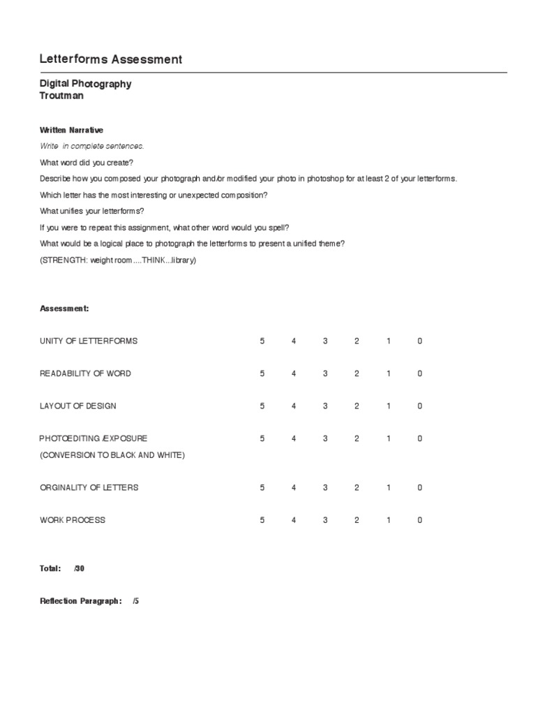 Letterforms Photography Assessment Guide | PDF | Foreign Language Studies