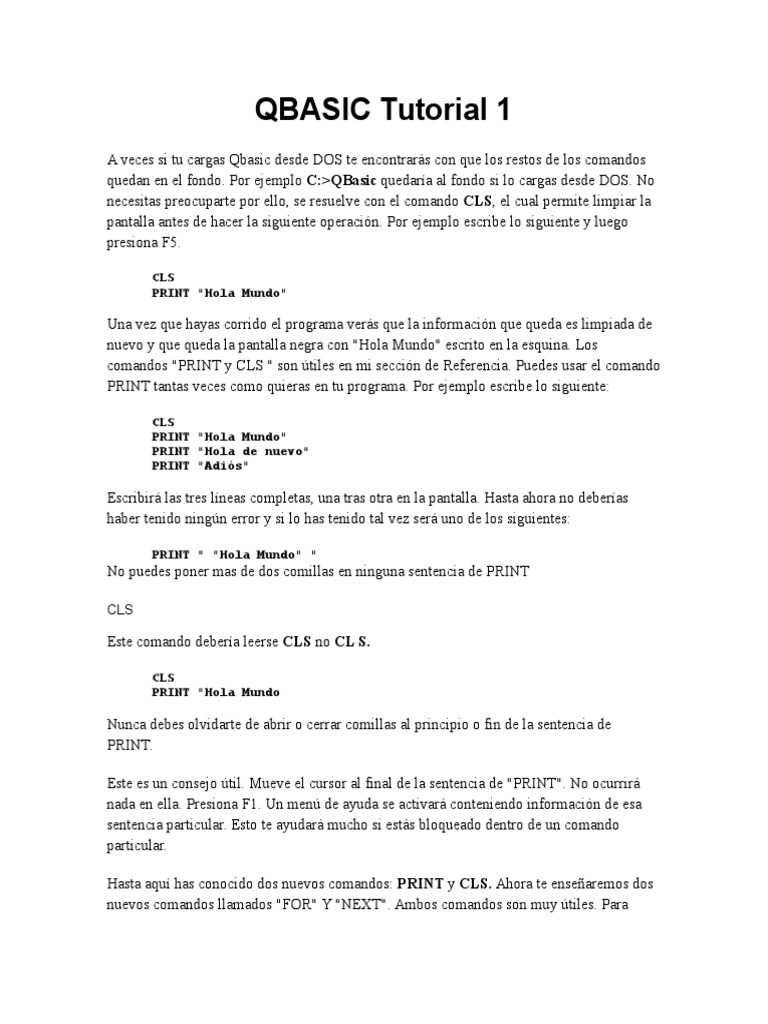 Introducción a los conceptos básicos de QBASIC: variables, bucles FOR ...