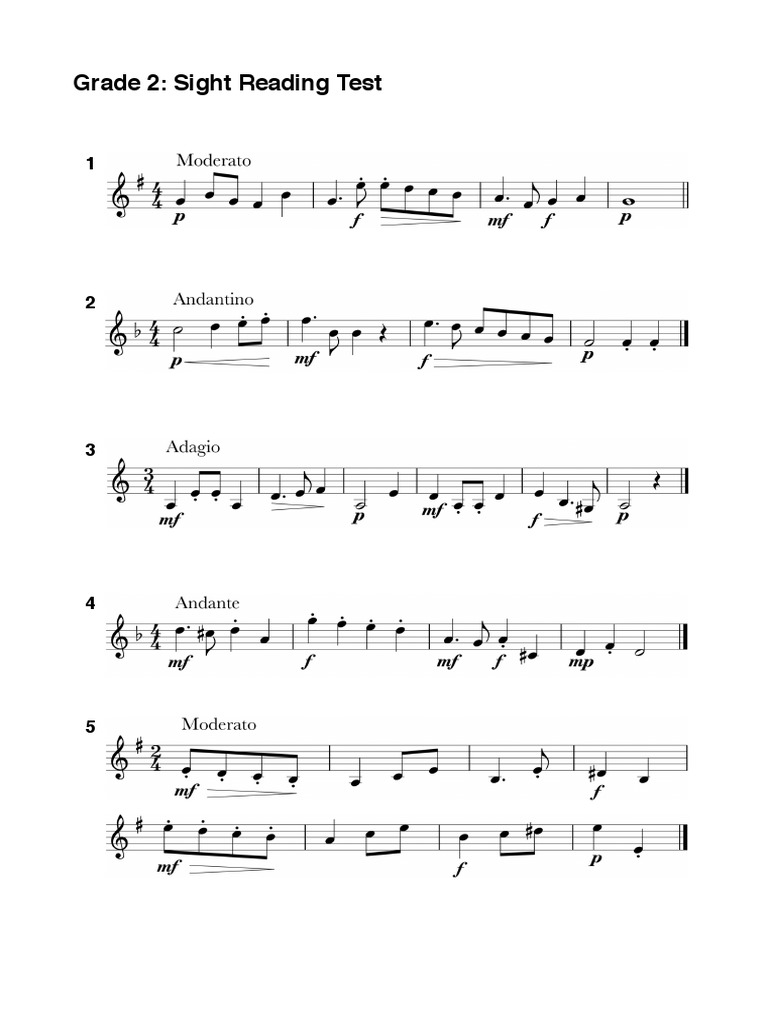 Sight Reading Grade 2 For Guitar | PDF