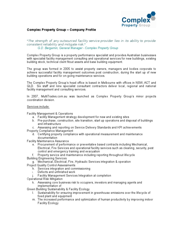 Complex Property Group Company Profile | PDF | Property Management ...
