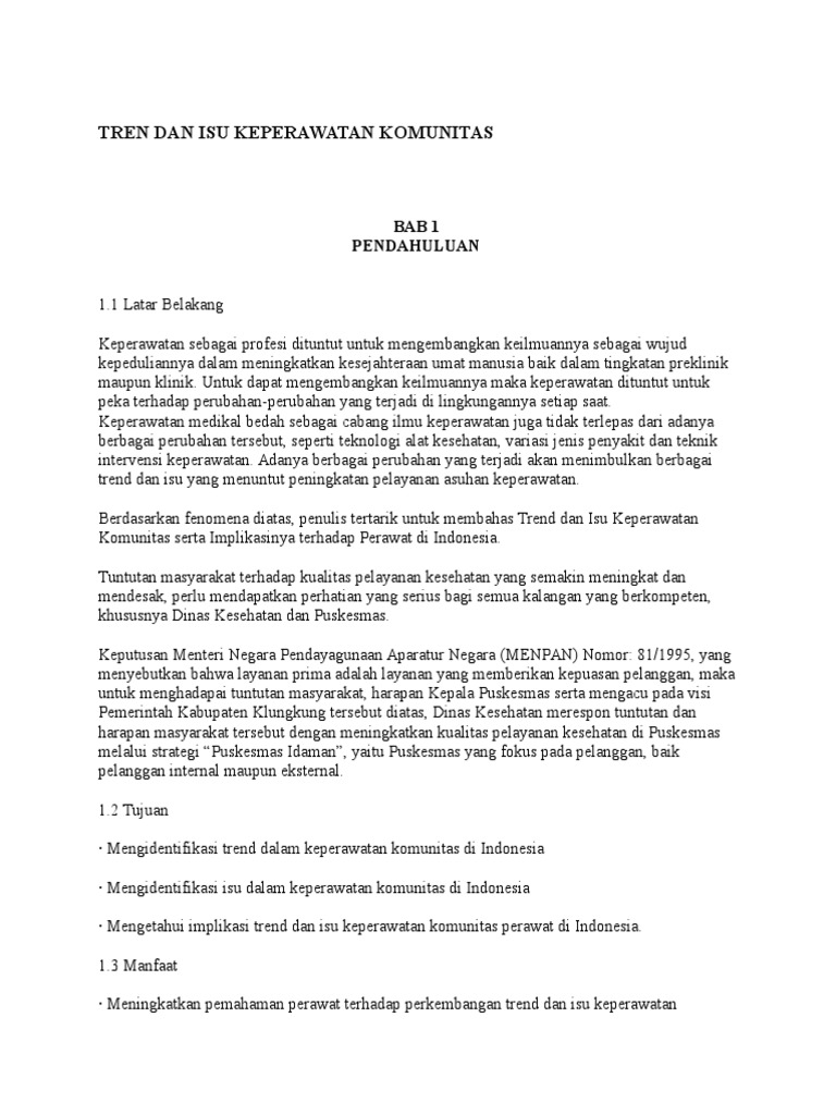 Tren Dan Isu Keperawatan Komunitas | PDF