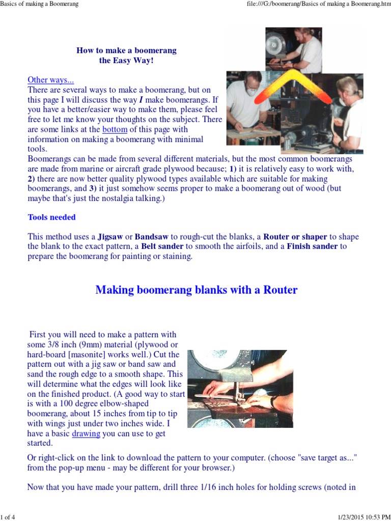 Basics of Making A Boomerang | PDF | Airfoil | Crafts