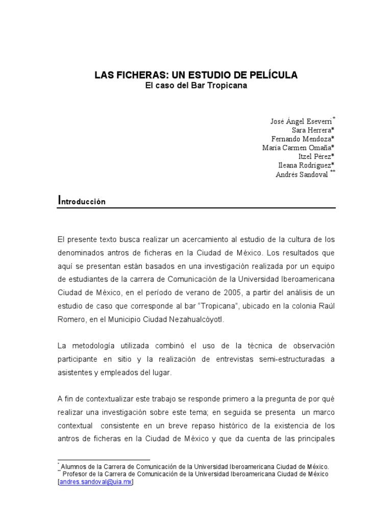 Las Ficheras: Un Estudio de Película | PDF | Bailes | Ropa