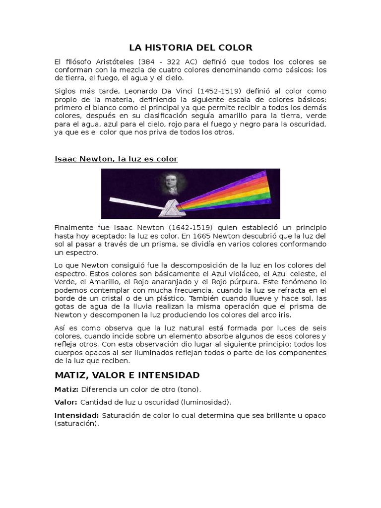 La Historia Del Color | PDF | Color | Ligero