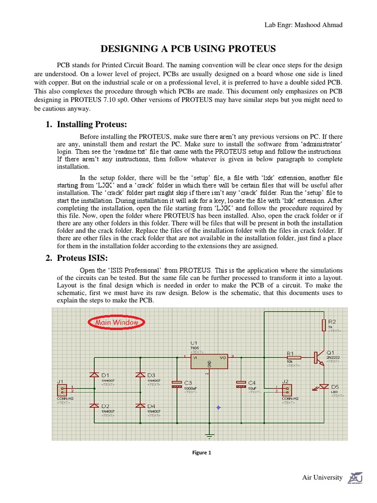DESIGNING A PCB USING PROTEUS.pdf | Printed Circuit Board | Electrical ...