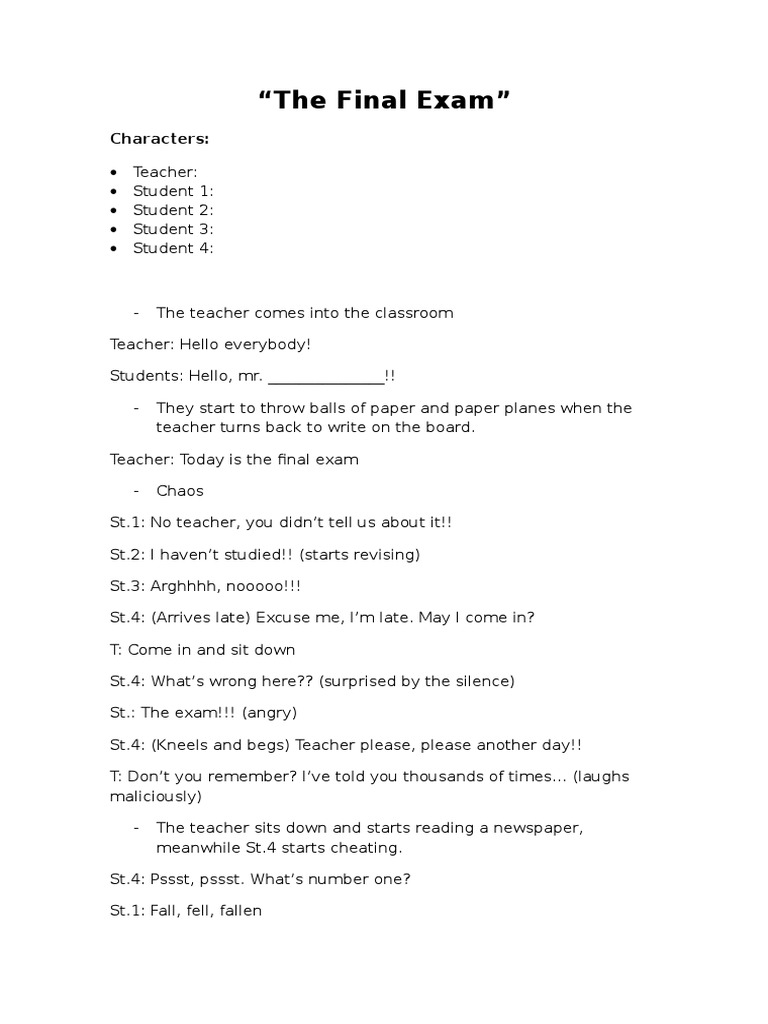 Final Exam Chaos in Classroom | PDF
