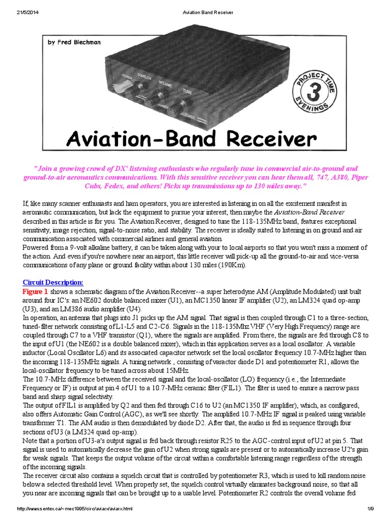 Aviation Band Receiver | PDF | Air Traffic Control | Amplifier