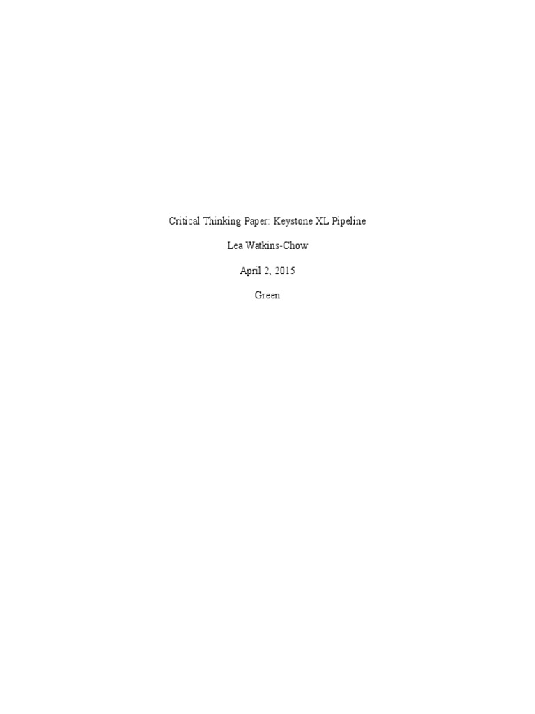 Critical Thinking Draft | PDF | Keystone Pipeline | Natural Gas