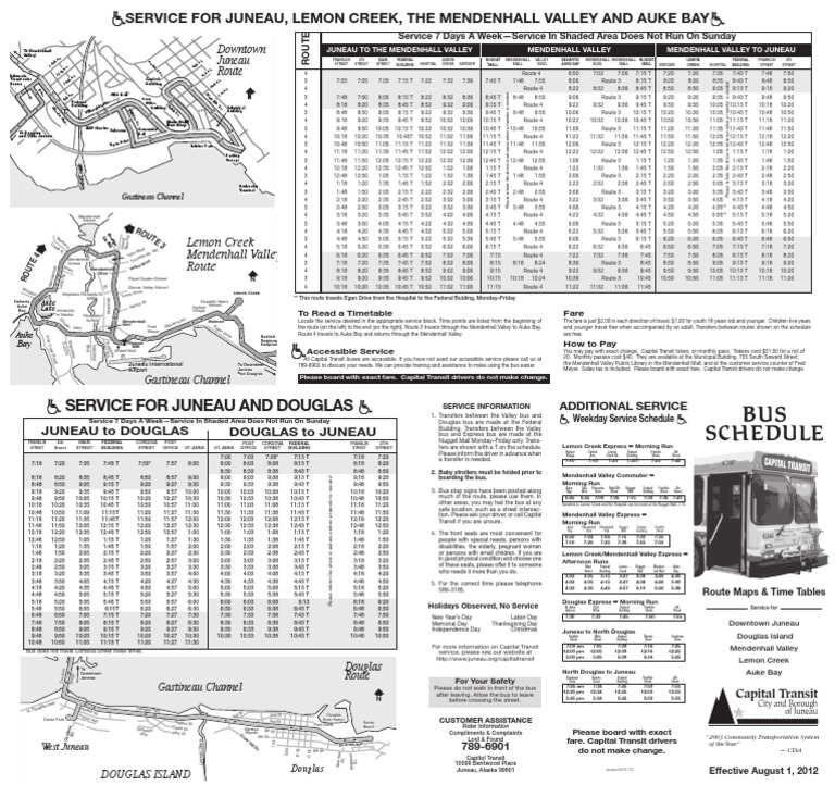 Juneau Capital Transit Bus Schedule