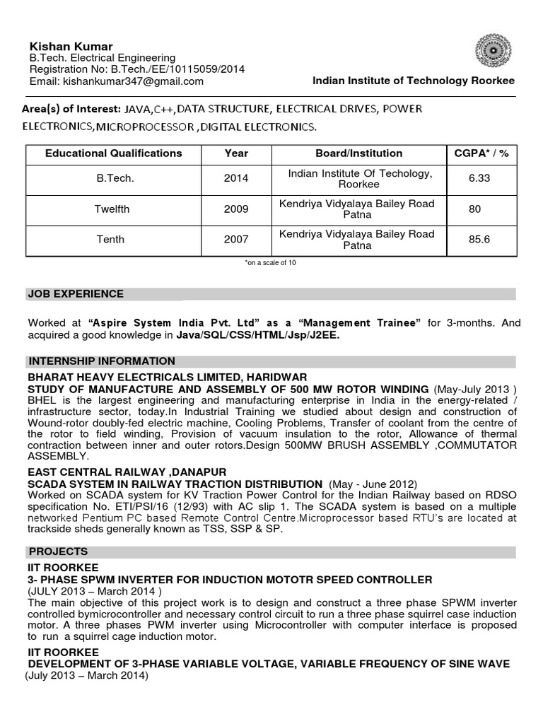 Resume | PDF | Power Inverter | Electrical Engineering