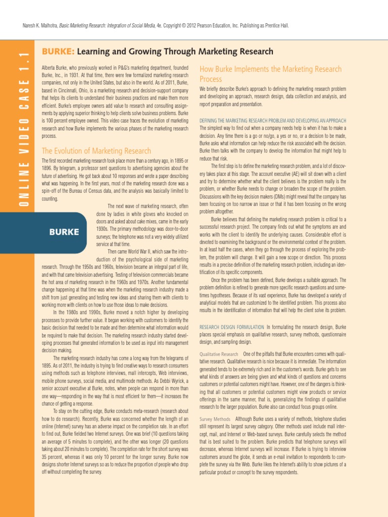 Marketing Research Case #1 Burke | PDF | Marketing Research | Survey ...