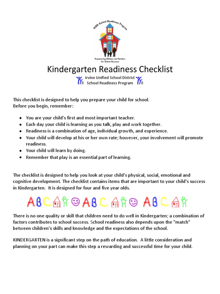 K Readiness Checklist | PDF | Curiosity | Neuropsychology