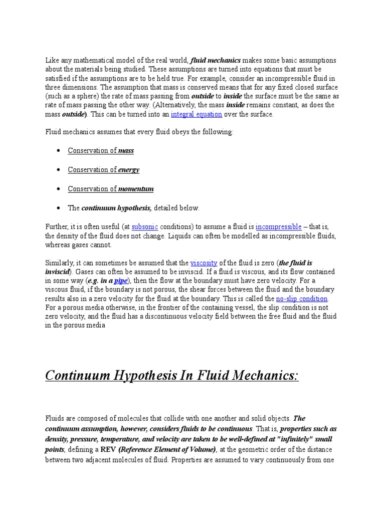 Continuum Hypothesis | PDF | Fluid Mechanics | Viscosity