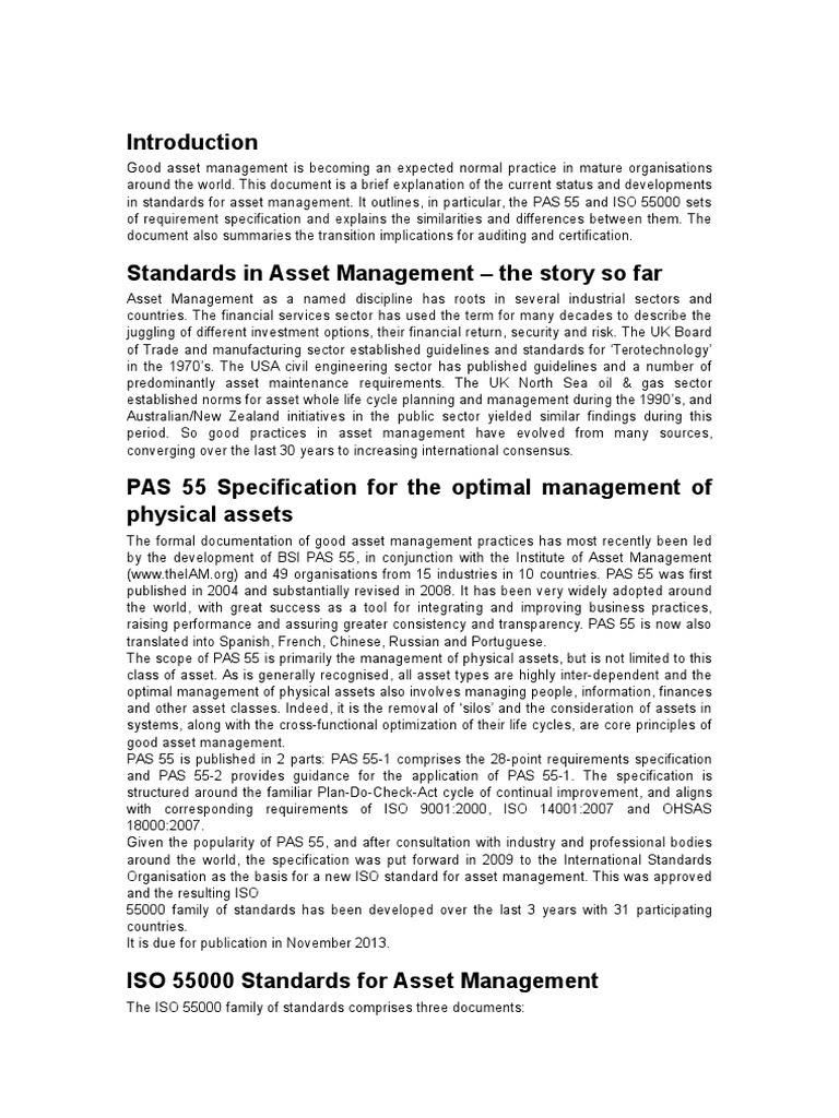 Differences Between PAS 55 and ISO 55000 | PDF | Strategic Management ...