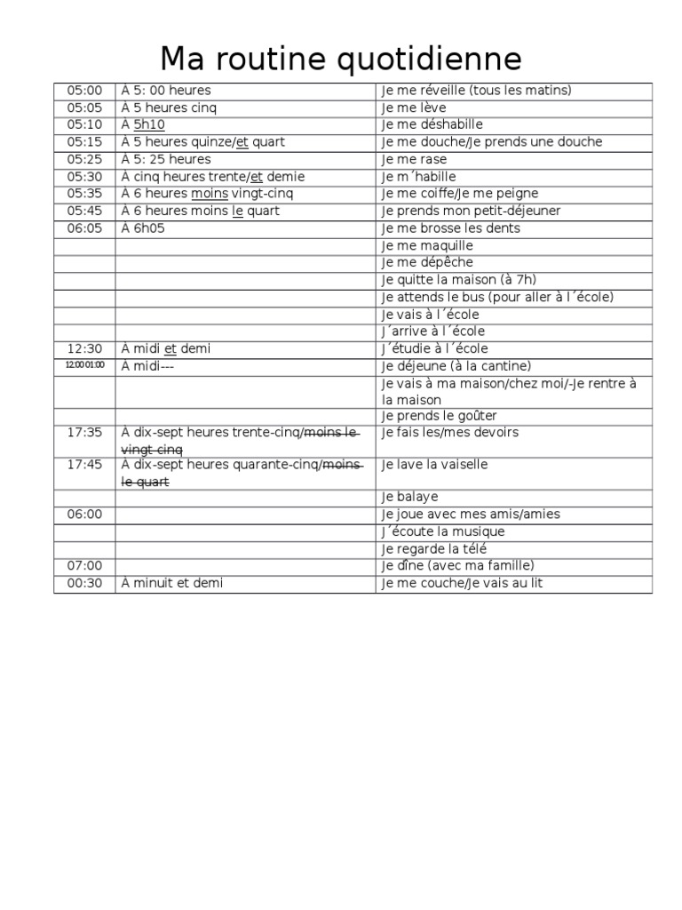 Ma Routine Quotidienne | PDF