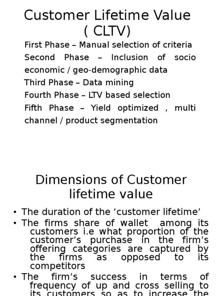 Customer Lifetime Value (CLTV) | PDF | Marketing | Business
