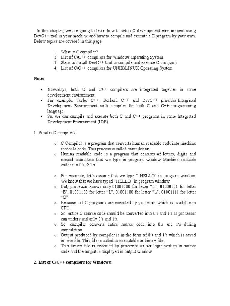 In This Chapter, We Are Going To Learn How To Setup C Development Environment Using | PDF ...