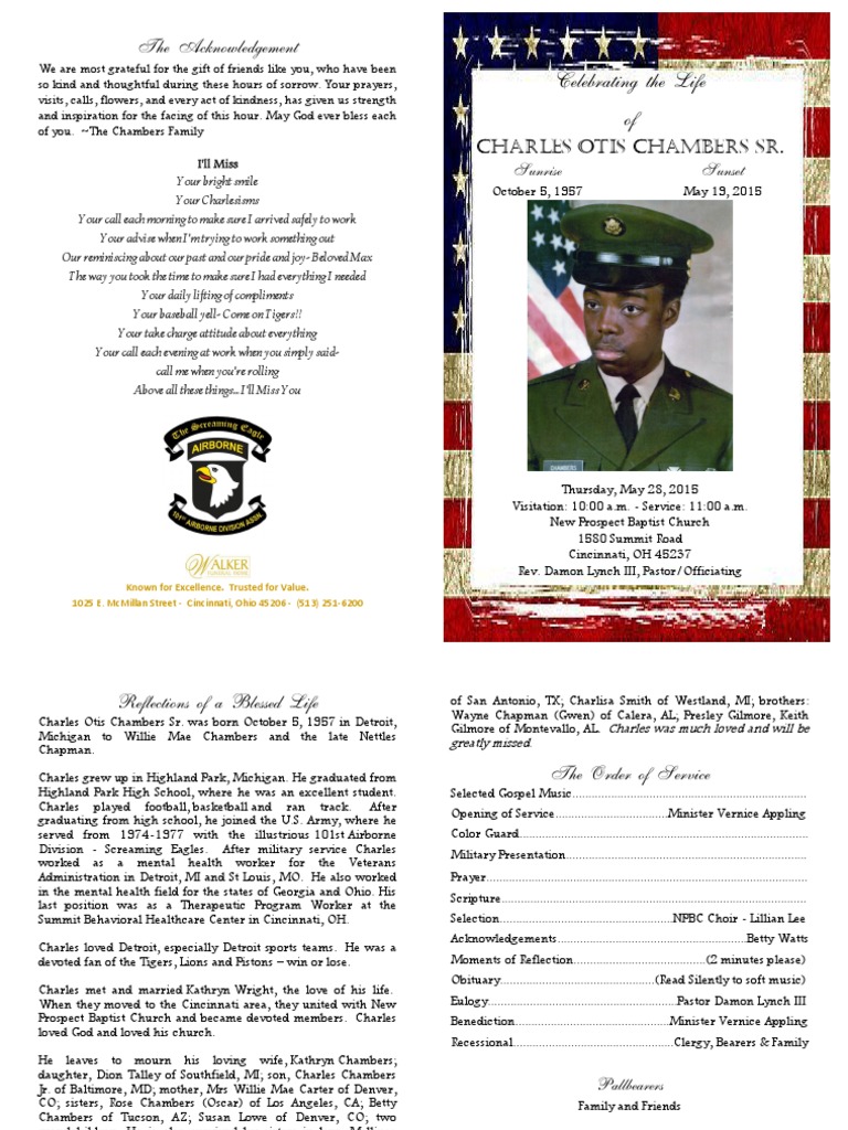 Charles Otis Chambers Memorial | PDF | Funeral