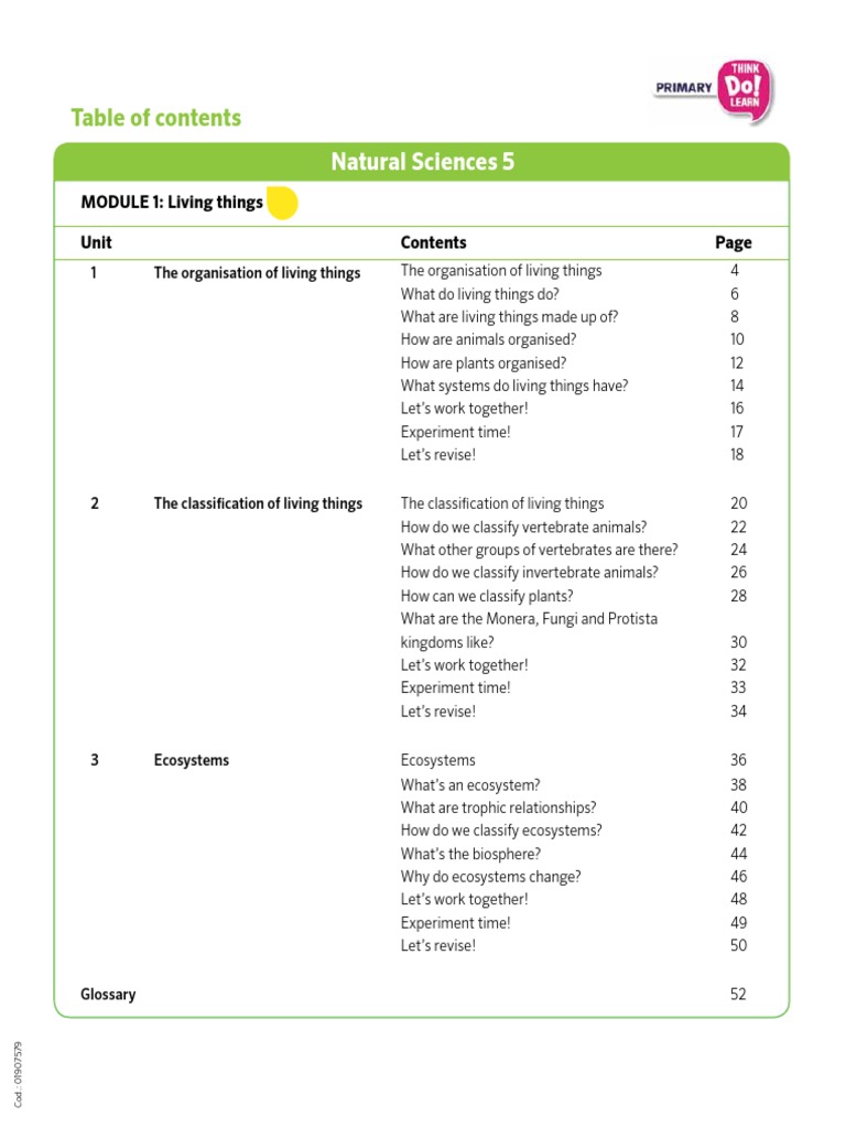 5 Natural Sciences Table of Content | PDF