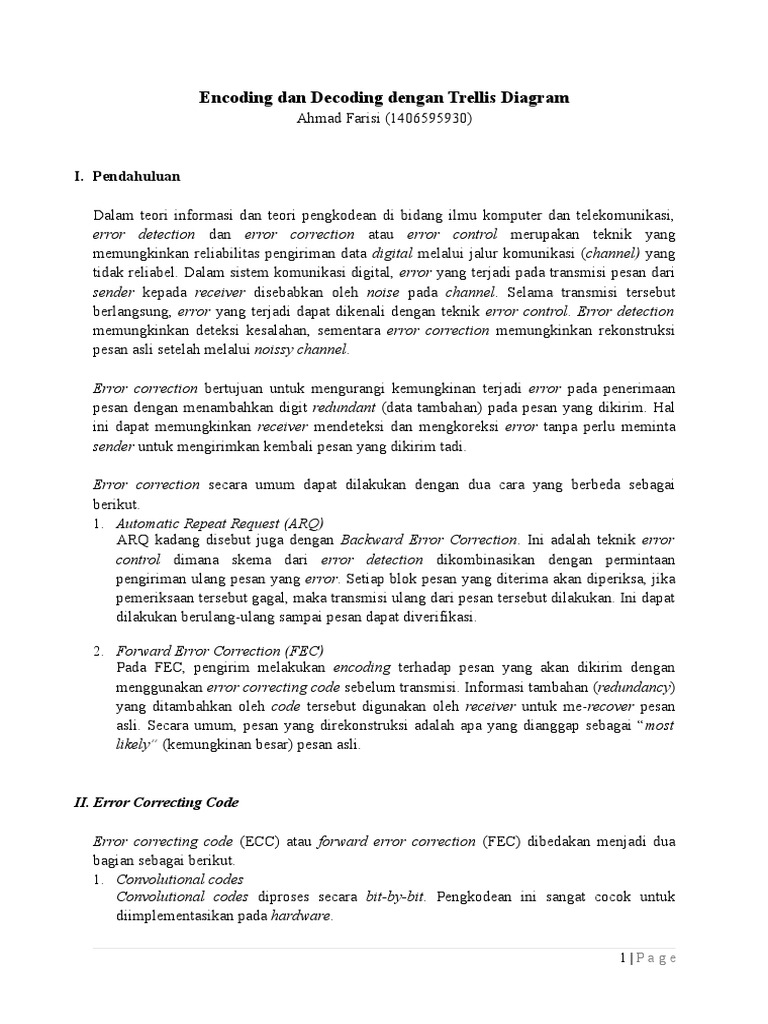 Encoding Dan Decoding Dengan Trellis Diagram | PDF