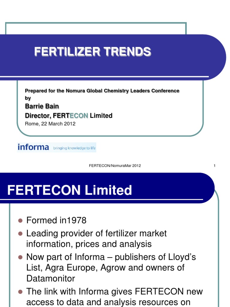 Fertecon Barrie Bain Presentation | PDF | Potash | Fertilizer