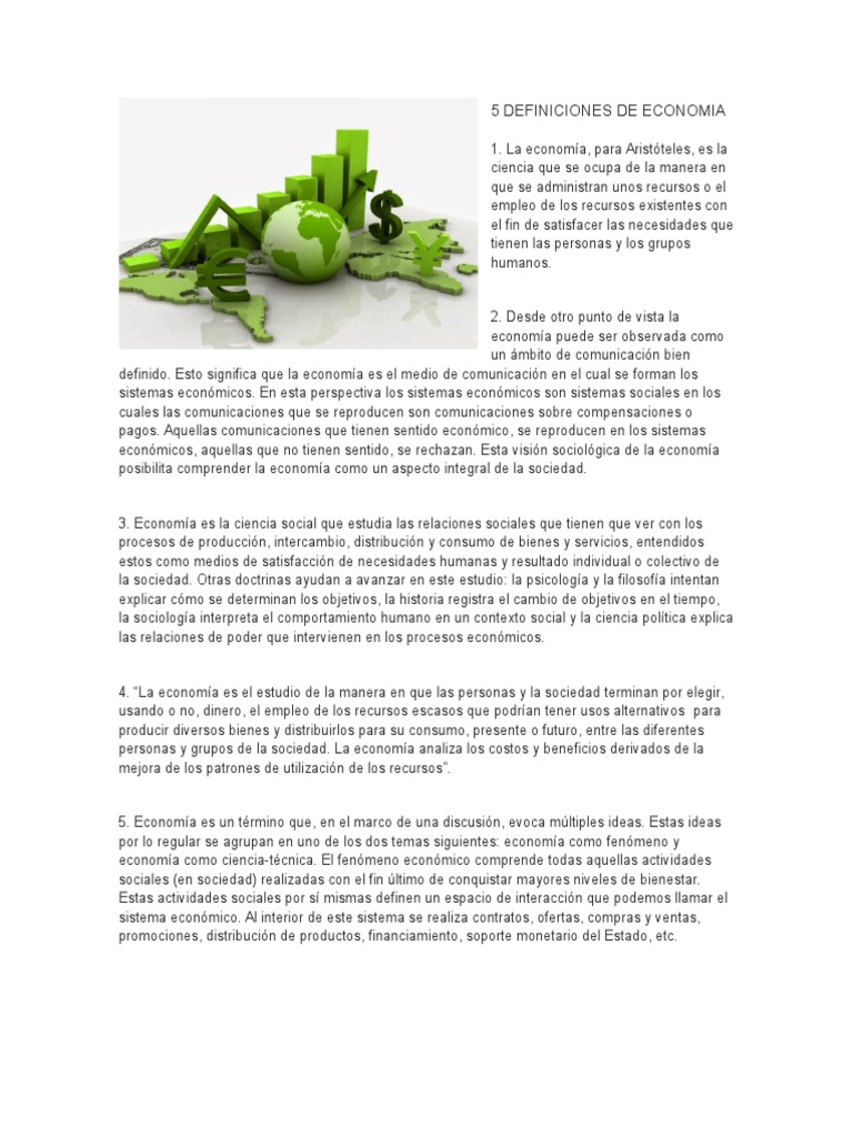 5 Definiciones de Economia | Ciencias económicas | Sistema económico