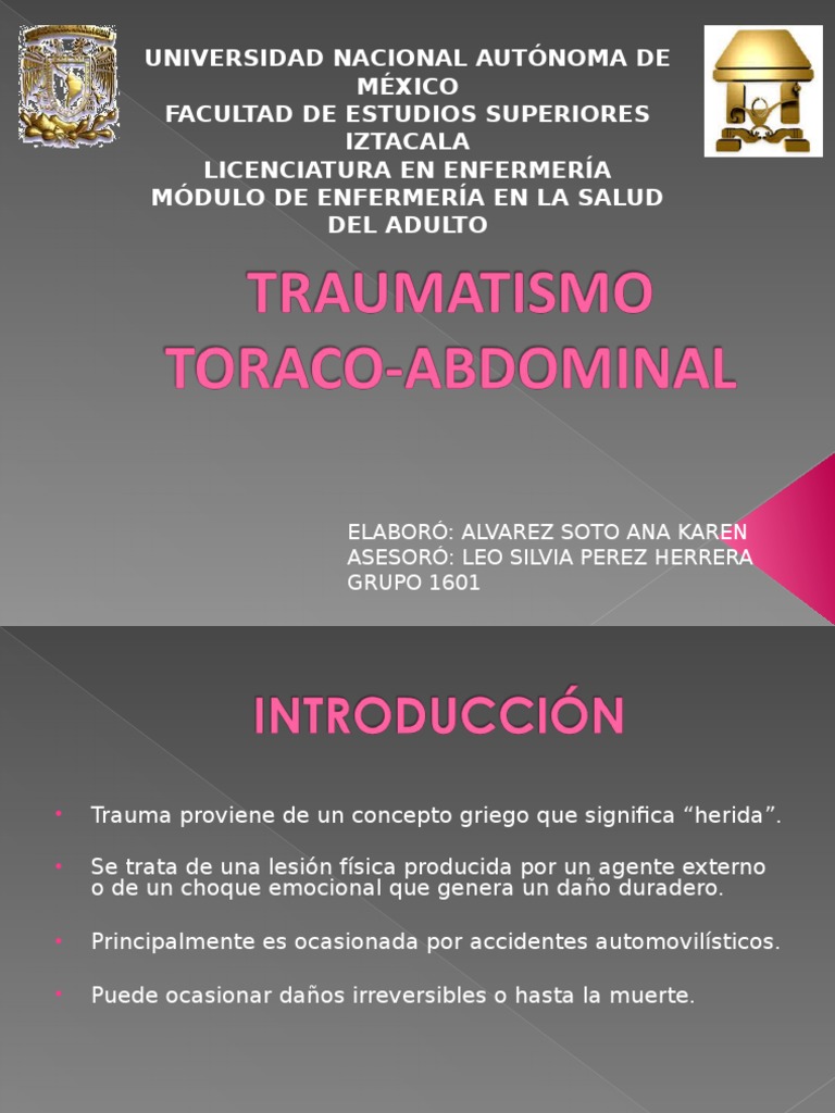 Traumatismo Toraco-Abdominal A Exponer | PDF | Abdomen | Digestión