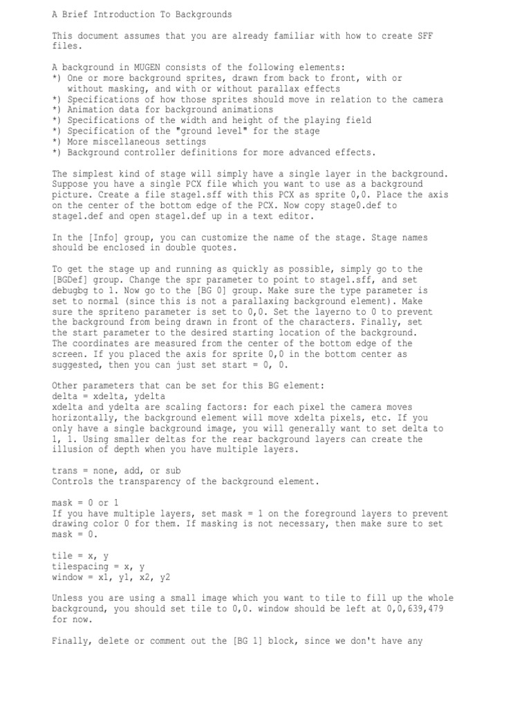 MUGEN Background Creation Guide | PDF | Pixel | Camera