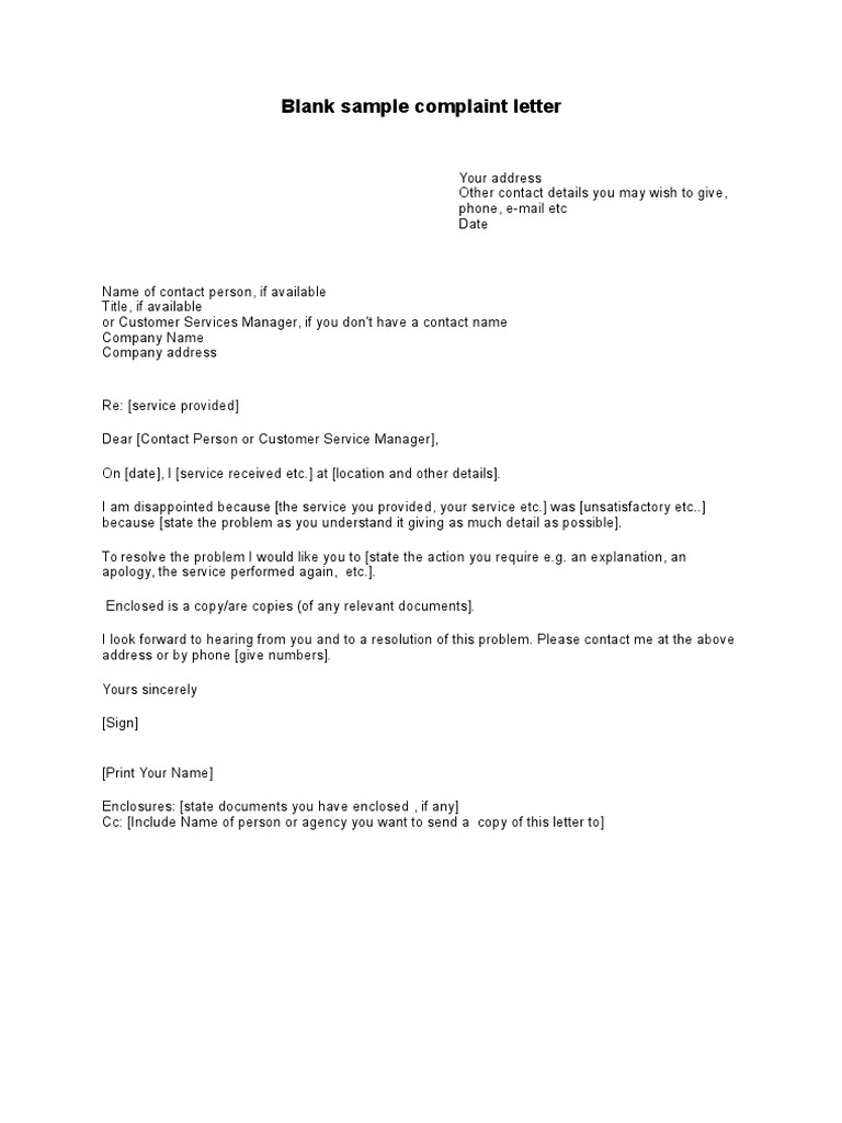 Sample Complaints Letters | PDF | Hospital | Nursing