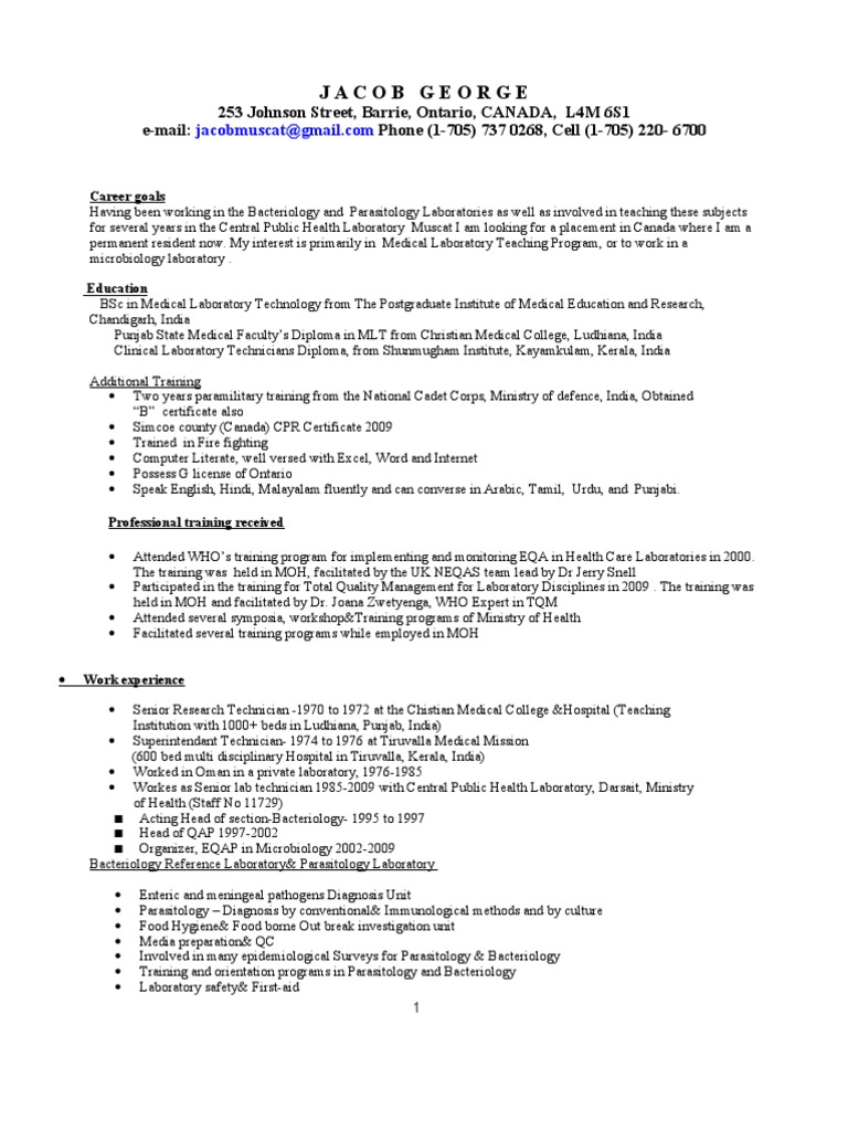 Jacob CV Etc | PDF | Résumé | Employment