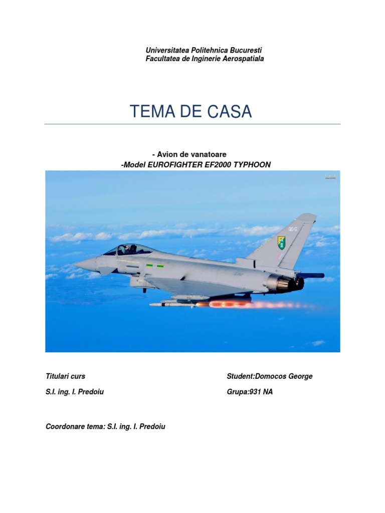 Analysis of the Eurofighter Typhoon Multirole Combat Aircraft: Design ...