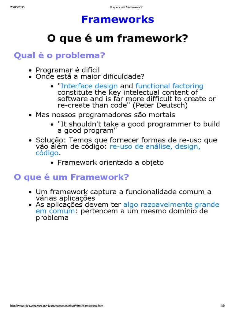O Que É Um Framework PDF | PDF | Framework de software | Padrão de ...