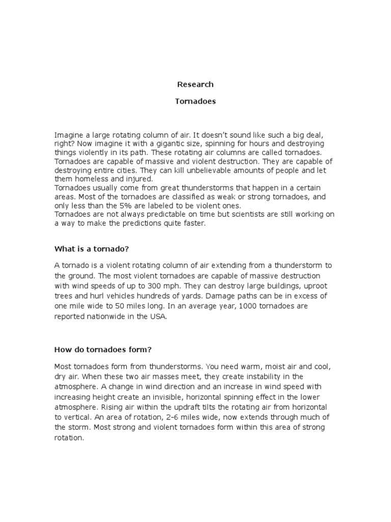 Research About Tornadoes | PDF