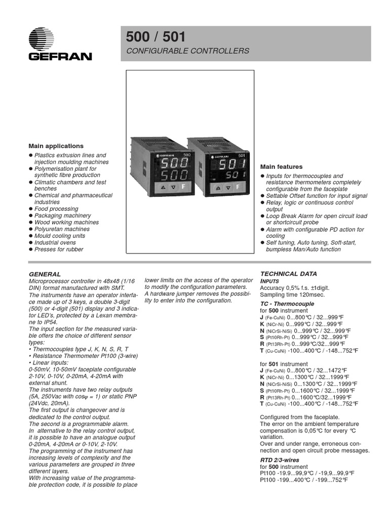 Gefran 500 PDF | PDF | Relay | Thermocouple
