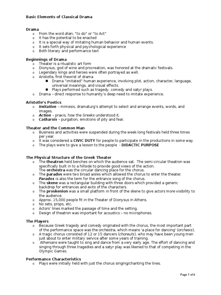Drama Basics Handout | PDF | Greek Tragedy | Theatre