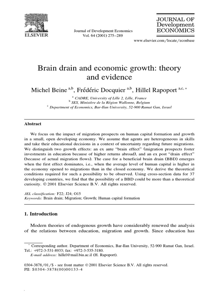 Brain Drain and Economic Growth- Theory | Immigration | Human Capital