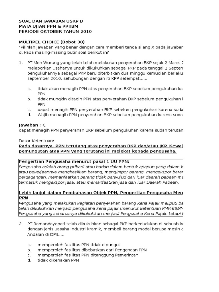 Soal Dan Jawaban PPN PPNBM | PDF