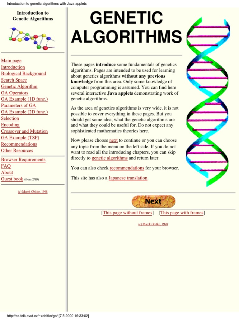 Ebook Pdf Introduction To Genetic Algorithms With Java Applets Pdf Gene Genetic Algorithm